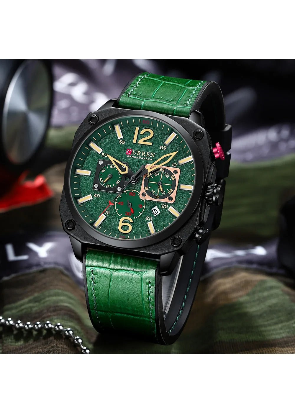 OVERFLY CURREN Analog Chronograph Sports Men's Watch(Green ...